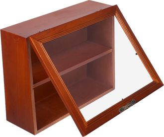 BESPORTBLE Desktop Holz Vitrinenschr&auml;nkchen mit Flip acrylt&uuml;r Stabiler Vintage Display Schrank f&uuml;r Schmuck und Kleine Figuren Zweist&ouml;ckiges Aufbewahrungsregal f&uuml;