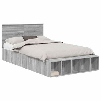 vidaXL Struttura Del Letto Con Lo Scaffale Grigio Sonoma 135 X 190 Cm Vidaxl