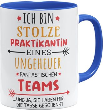 OM3 lustige Kaffee-Tasse mit Spruch - f&uuml;r Praktikantin Geschenkidee Geschenk | Keramik Becher | 11oz 325ml | Beidseitig Bedruckt | Blau