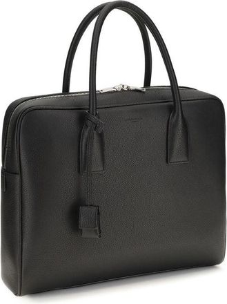Saint Laurent Calfskin Leather Top Handle Bag - Black