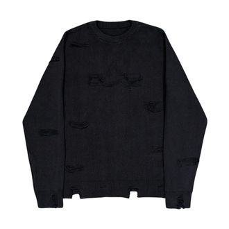 Alpha Industries Homme, Pulls, Noir, Taille: XL Maglione Distressed Logo