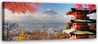 Feeby Leinwandbild XXL Japan Wandbild Kunst Fuji mehrfarbig 150x50 cm