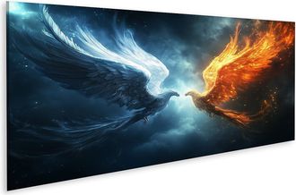 Islandburner Prime Bild auf Leinwand Feuer und Eis Phönix im kosmischen Tanz (2) Bilder Wandbilder Poster
