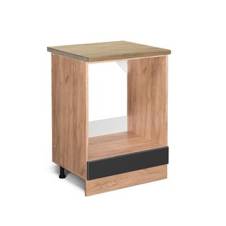 Vicco Herdumbauschrank R-Line, Anthrazit Hochglanz/Goldkraft Eiche, 60 cm, AP Eiche