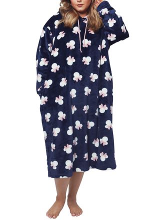 Disney Damen Bettdecke Kapuzenpullover &Uuml;bergro&szlig;e Fleece Minnie Maus Blau Einheitsgr&ouml;&szlig;e