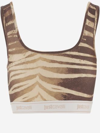 Just Cavalli Womens Short Stretch Jersey Top Beige Polyester Tops