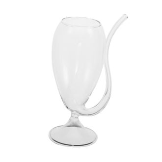 Cabilock Rotweinglas Transparent Mit Stroh F&uuml;r Getr&auml;nke Hochwertiges Glasmaterial Langlebig Und Praktisch F&uuml;r Wein Und Saft