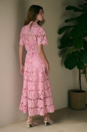Next Midikleid Festliches Hemdblusenkleid mit Spitze in Midil&auml;nge (2-tlg)