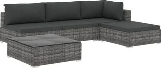 vidaXL Vidaxl - Salon de jardin 5 pcs avec coussins R&eacute;sine tress&eacute;e Gris