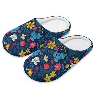 Coloranimal Pantoufles dint&eacute;rieur pelucheuses &agrave; bout ferm&eacute; pour femme - L&eacute;g&egrave;res et confortables, Fleur boh&egrave;me vintage, 35.5/36.5 EU