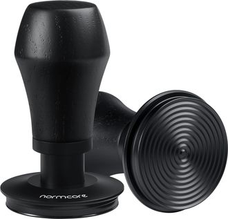 Normcore Espresso-Kaffee-Tamper V4, federbelasteter Tamper mit Titan-PVD-Beschichtung, geriffelter Boden, 6,8 kg/11,3 kg/13,6 kg, Ersatzfedern, echter schwarze