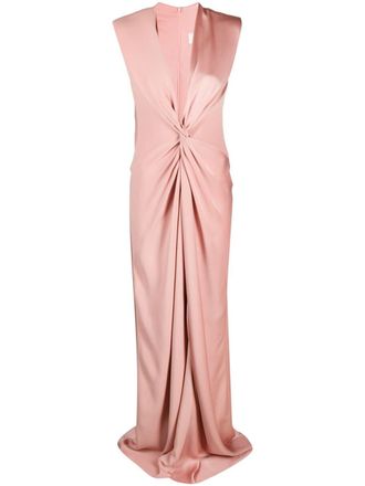 Max Mara robe longue &agrave; fini satin&eacute; - Rose