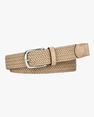 Profuomo Flechtg&uuml;rtel mit Stretch und Velourslederakzenten in
