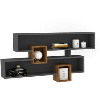 Toilinux Karen &Eacute;tag&egrave;re murale 100 % M&Eacute;LAMINE Noyer, Anthracite