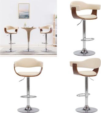vidaXL Tabourets de bar lot de 2 crème bois courbé et similicuir - Tabouret De Bar - Tabourets De Bar - Chaise De Bar - Fauteuils De Bar - Meubles De