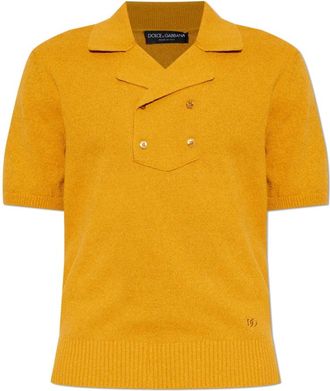 Dolce & Gabbana Homme, Pulls, Orange, Taille: XL Polo avec Logo Brod&eacute;