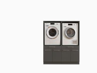 Laundreezy 2X Waschmaschinenschrank, Anthrazit - Waschmaschinen-&Uuml;berbauschrank T&Uuml;V-Zertifiziert mit viel Stauraum - 135 x 162 x 67,5 cm (B/H/T)