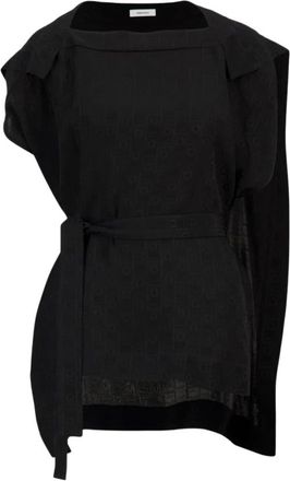 Ferragamo Femme, Blouses et Chemises, Noir, Taille: 38 FR Chemisier en soie avec d&eacute;tail &agrave; la taille