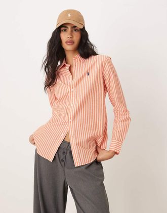 Polo Ralph Lauren Chemise ray&eacute;e - Orange et blanc