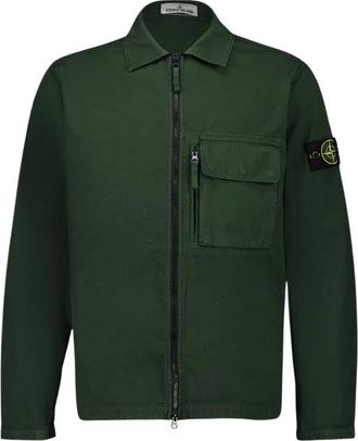 Stone Island Homme, Vestes, Vert, Taille: L Canvas Cotton Overshirt