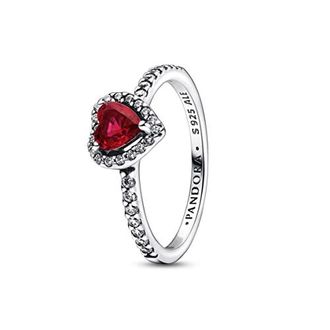 Pandora Pandora Timeless Bague Coeur en argent sterling avec cristal rouge cerise et zircones cubiques transparentes, taille 50