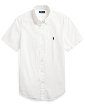 Ralph Lauren Seersucker Kurzarmhemd mit Logo-Stickerei, Custom Fit in