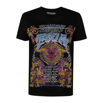 Versace Jeans Couture Femme, Tops, Noir, Taille: 42 FR T-shirt avec logo brod&eacute;