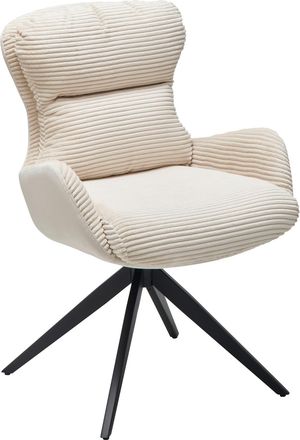 MID.YOU Mid.you Armlehnstuhl Cord, Beige, Metall, Textil, Drehkreuz, 58x88x68 cm, Sitzfläche 360° drehbar, Stühle