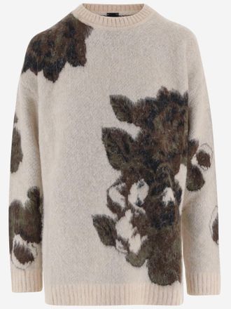 Pinko Pinko - Pull en laine et alpaga m&eacute;lang&eacute;s &agrave; motif floral