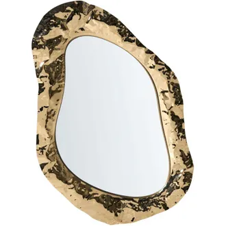 Beliani Miroir Mural Glamour Traditionnel Cadre en Acier Inoxydable MDF et Verre Accessoire D&eacute;coratif Dor&eacute; Jossigny