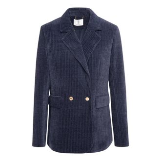 Fracomina Langer Samtblazer - - Jackets - Damen - Blau - S