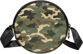 Generic Sac &agrave; bandouli&egrave;re Circle pour femme, petit sac &agrave; bandouli&egrave;re camouflage avec fermeture &eacute;clair, bretelles r&eacute;glables, sac &agrave; main rond d&eacute;contract&eacute; pour f