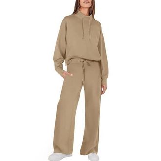 Generic Surv&ecirc;tement pour femme - Grande taille - Chemise &agrave; manches longues - Pantalon large assorti - Tenue de vacances 2 pi&egrave;ces - Surv&ecirc;tement pour femme - En