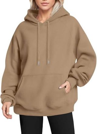 Generic Sweats &agrave; capuche pour femme UK - Chandail l&eacute;ger pour femme avec poche et cordon de serrage, &eacute;paules tombantes, sweat-shirt surdimensionn&eacute;, coupe ample