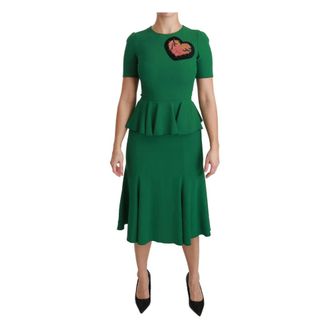 Dolce & Gabbana Femme, Robes, Vert, Taille: 34 FR Robe Midi Sir&egrave;ne