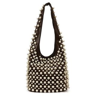 Generic Sac &agrave; main en cuir synth&eacute;tique avec rivets pour femme et fille, sac fourre-tout &agrave; perles pour voyage, shopping, travail, usage quotidien, caf&eacute;, 8.27*4