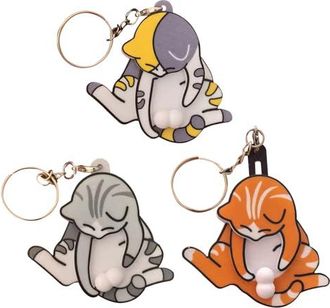 Generic Lot de 3 porte-cl&eacute;s interactifs en forme de chat malicieux avec oeufs de chats rotatifs pour sacs