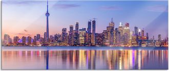 Pixxprint Glasbild Panorama, Wandbild aus Echtglas, Skyline Toronto in der Abenddämmerung, 120x50 cm, inkl. Aufhängung und Abstandshalter