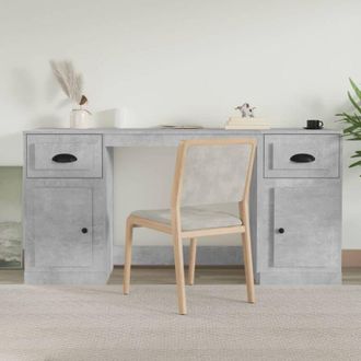 vidaXL Bureau avec armoire gris b&eacute;ton bois ding&eacute;nierie vidaXL