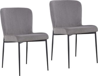 SVITA Freddie Esszimmerstuhl 2er Set Cordbezug Metallbeine Grau - Svita
