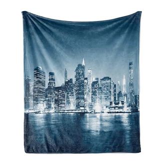 Abakuhaus Ville Couverture en Polaire Flanelle, New York Am&eacute;rique Skyscrapers, Peluche pour lint&eacute;rieur et lext&eacute;rieur, 175 x 230 cm, Bleu Gris Essence Bleu