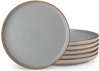 VANCASSO Série RENO Lot de 6 Assiettes Plates en Grès 26 cm - Va au Micro-Ondes, Four et Lave-Vaisselle - Grise Émaillé, Design Élégant et Résistant