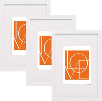 Woltu Bilderrahmen 21x29,7 cm A4, Fotorahmen zum vertikalen oder horizontalen Aufhängen/Aufstellen, Holzrahmen mit Passepartout, Set of 3 Posterrahmen Colla