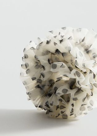 Mango Chouchou fleur &agrave; pois &eacute;cru - Femme - Taille unique - MANGO