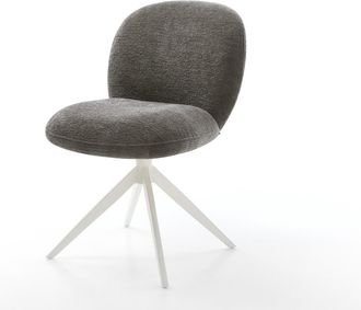 DELIFE Drehstuhl Nube-Flex Boucl&eacute; Soft Schlamm Kreuzgestell breit Wei&szlig; 360&deg; drehbar Wippfunktion Taschenfederkern, Esszimmerst&uuml;hle