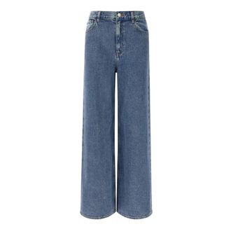 Theory Femme, Jeans, Bleu, Taille: W29 Pantalon à jambes larges taille haute