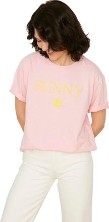 Trendyol Womens Gestickter Freund Gestricktes T-Shirt, Rosa, XL