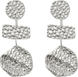 Dansk Copenhagen Marin Waterproof Silver Stainless Steel Statement Earrings - Hammered Finish - - Accessories - Damen - Grau - ONE SIZE