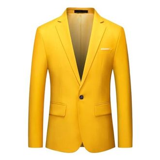 Generic Veste pour homme - Coupe ajust&eacute;e - Blazer &agrave; un bouton - Veste de costume moderne - Couleur unie - &Eacute;l&eacute;gante - Pour les affaires, les mariages, les f&ecirc;te