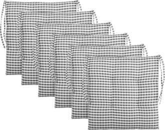 Brandsseller Sitzkissen Stuhlkissen kariert Kissen Sitzpolster Garten Auflage - 40 x 40 cm - anthrazit, hellgrau, braun, beige (6er-Paket, Anthrazit)